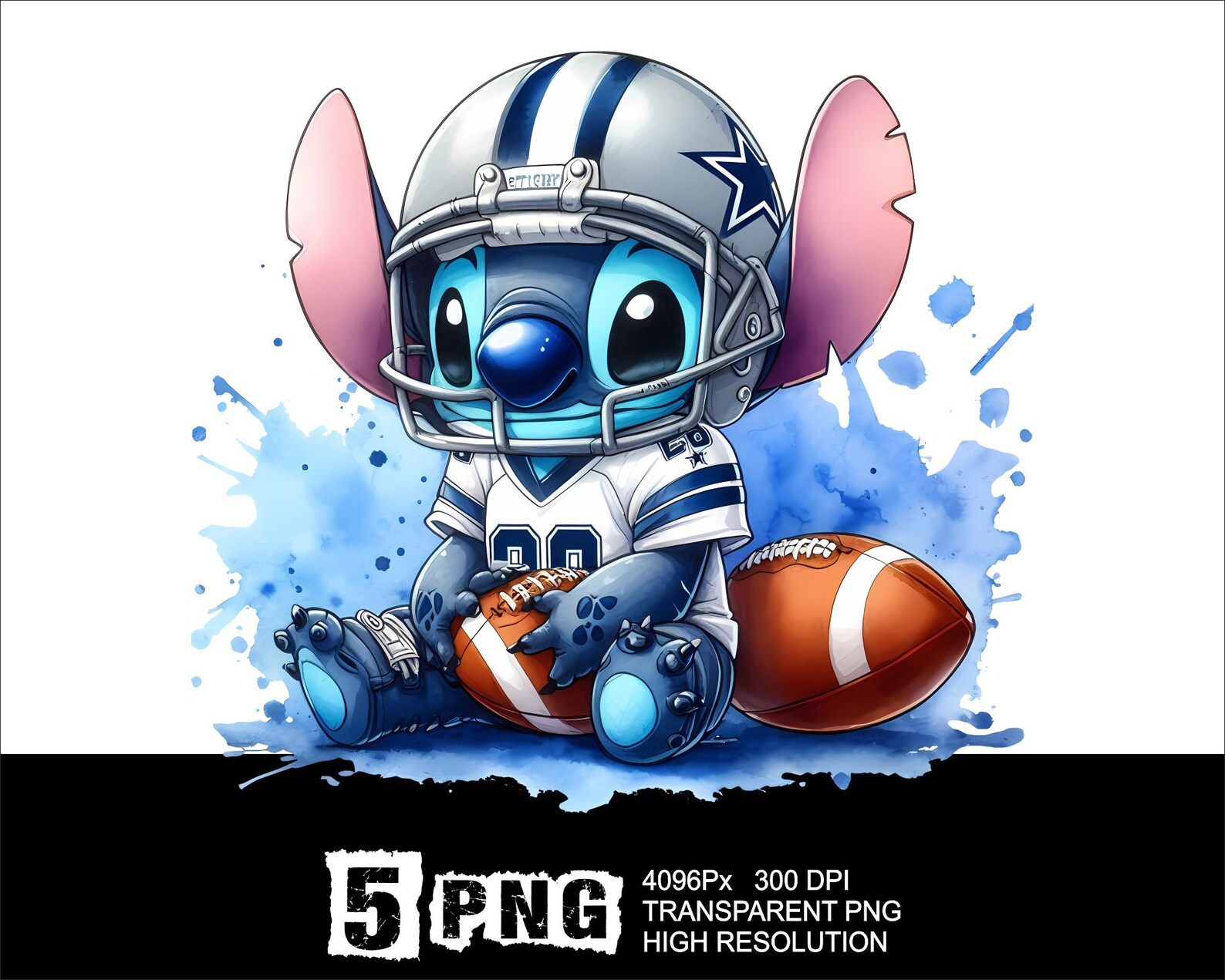 Stitch Football Cowboy 5 PNG Stitch Splash Design High Resolution Png ...
