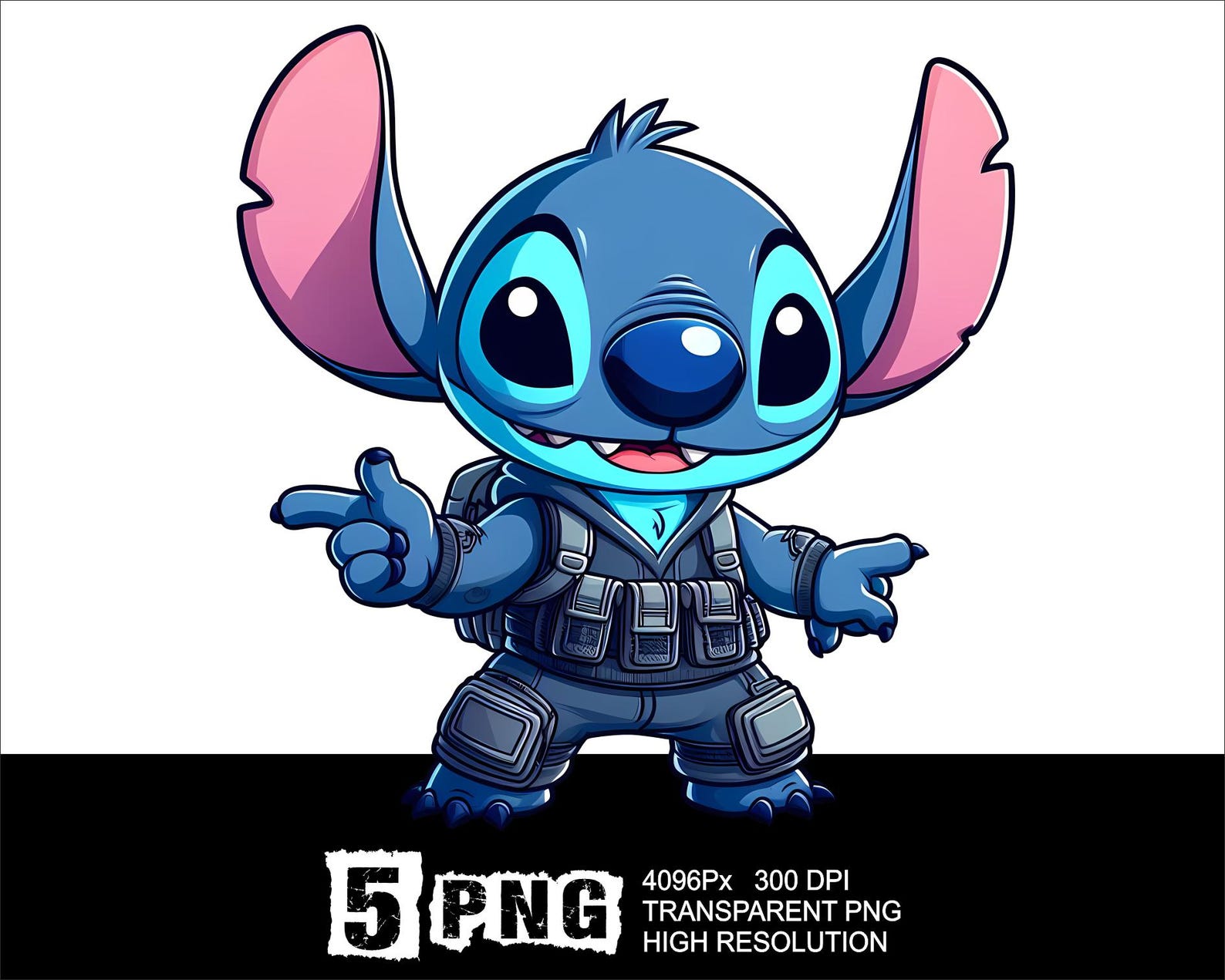 Soldier Stitch Fnite Gamer Design 5 PNG Stitch Clipart High Resolution ...