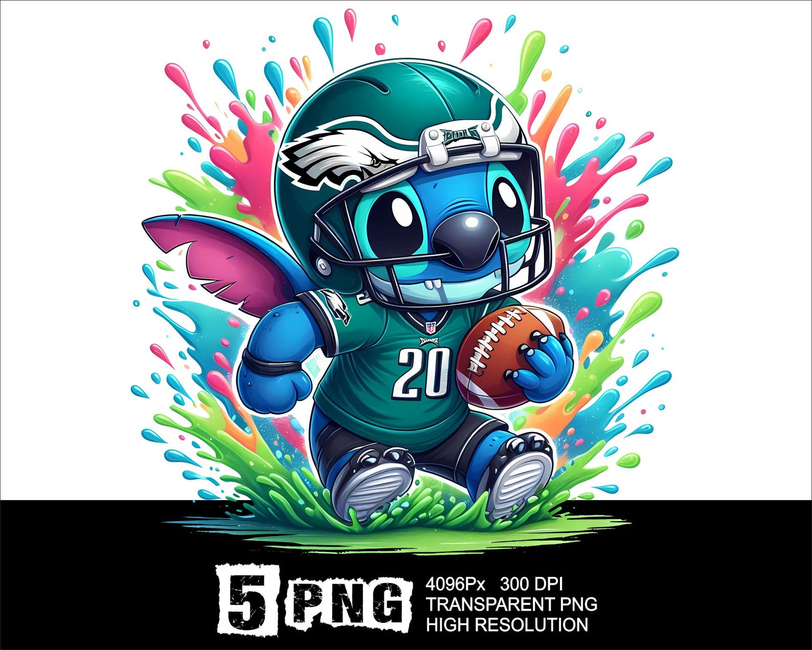 Stitch Football P-eagles 5 PNG Stitch Splash Design High Resolution Png ...