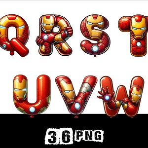 Cartoon Iron Hero Alphabet Png Design Iron Letters Png Font Party ...