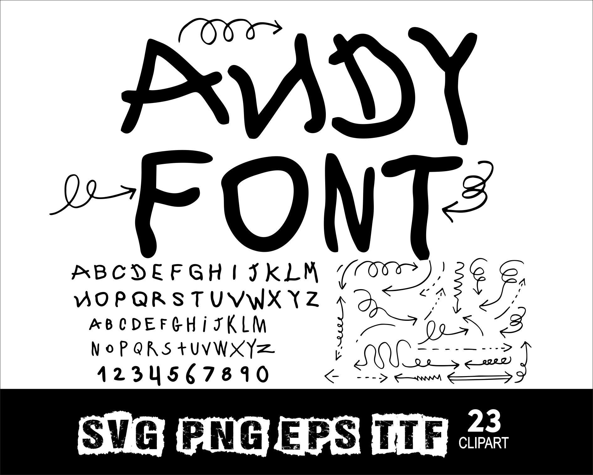 ANDY Toy Story Font Svg Andy Alphabet Andy Toys Story Alphabet for ...