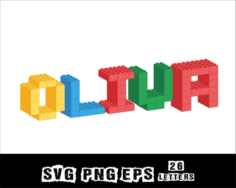 3D Brick LEG Alphabet Png Svg Eps Design Party Letters Alphabet Kids ...