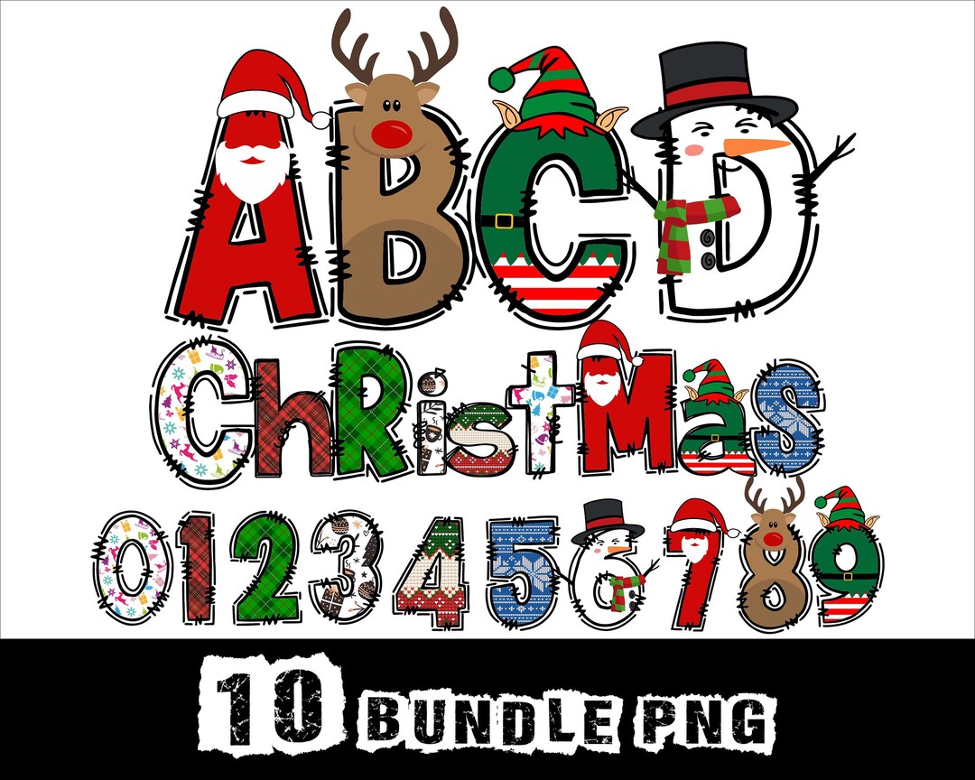 Christmas Alphabet PNG Christmas Letters Numbers Santa Alphabet PNG ...