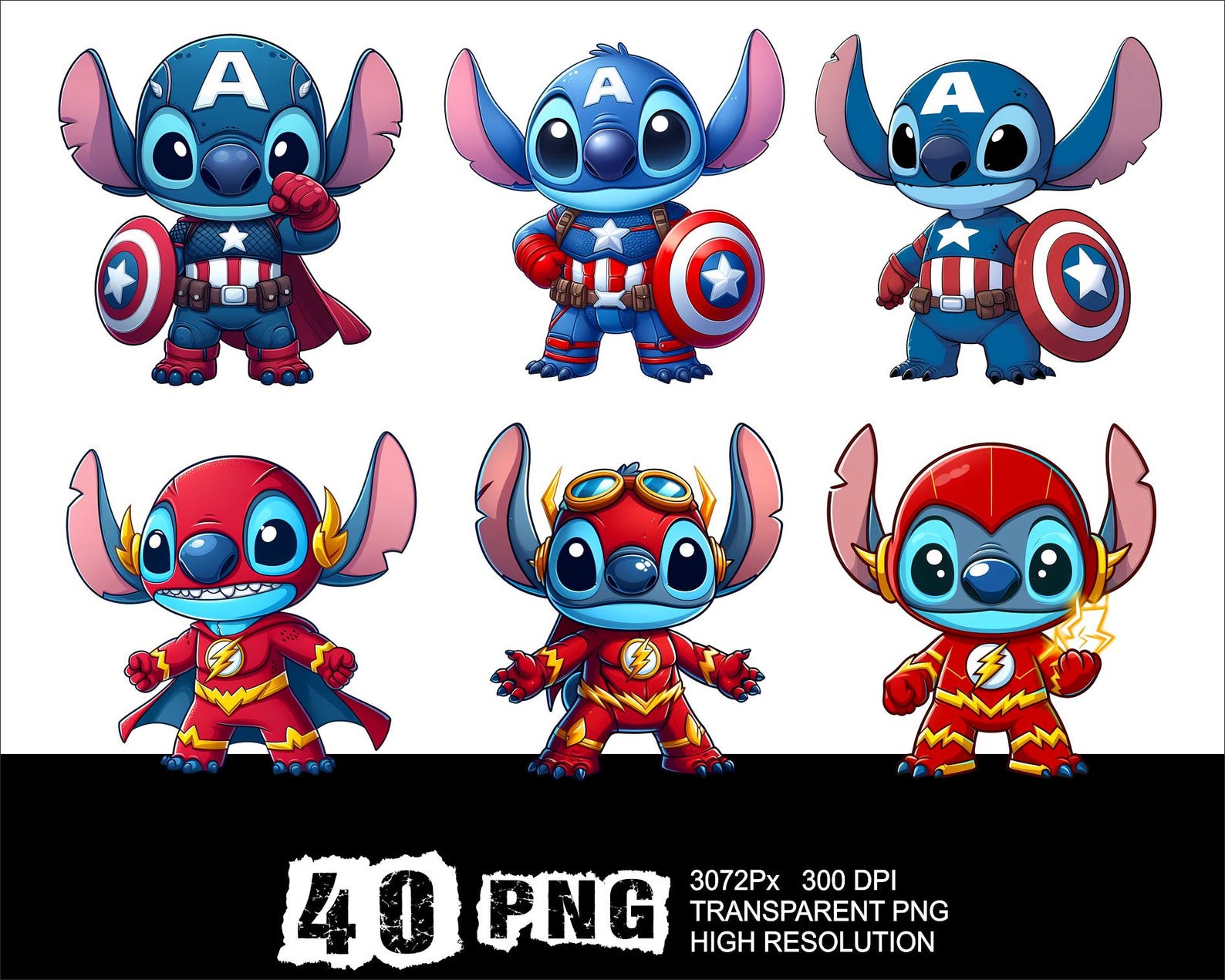 BUNDLE Stitch Superhero 40 Png Stitch Design PNG Clipart High ...