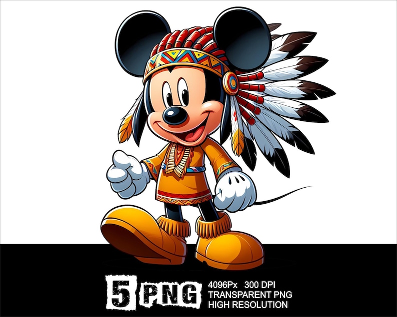 Mickey Native Indian Design 5 PNG Mickey Clipart High Resolution Png ...
