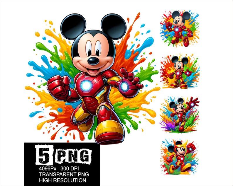 Mickey Hero Iron Mouse 5 PNG Design Mickey Hero Splash High Resolution ...
