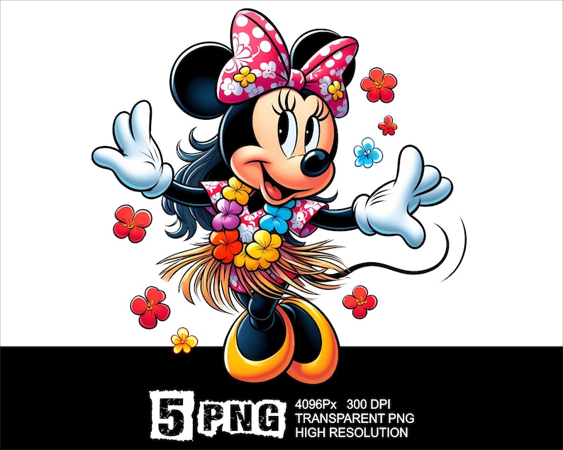 Minnie Hawaii Dancer Girl Design 5 PNG Minnie Clipart High Resolution ...