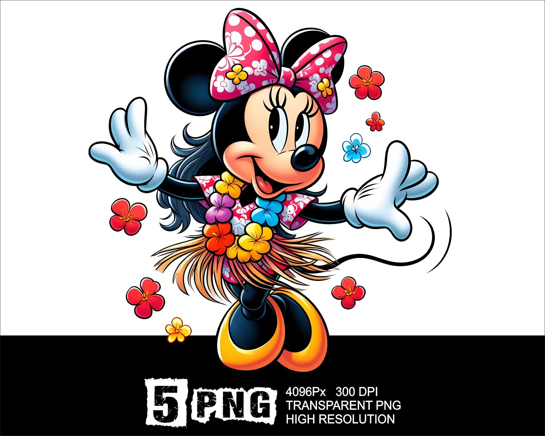 Minnie Hawaii Dancer Girl Design 5 PNG Minnie Clipart High Resolution ...