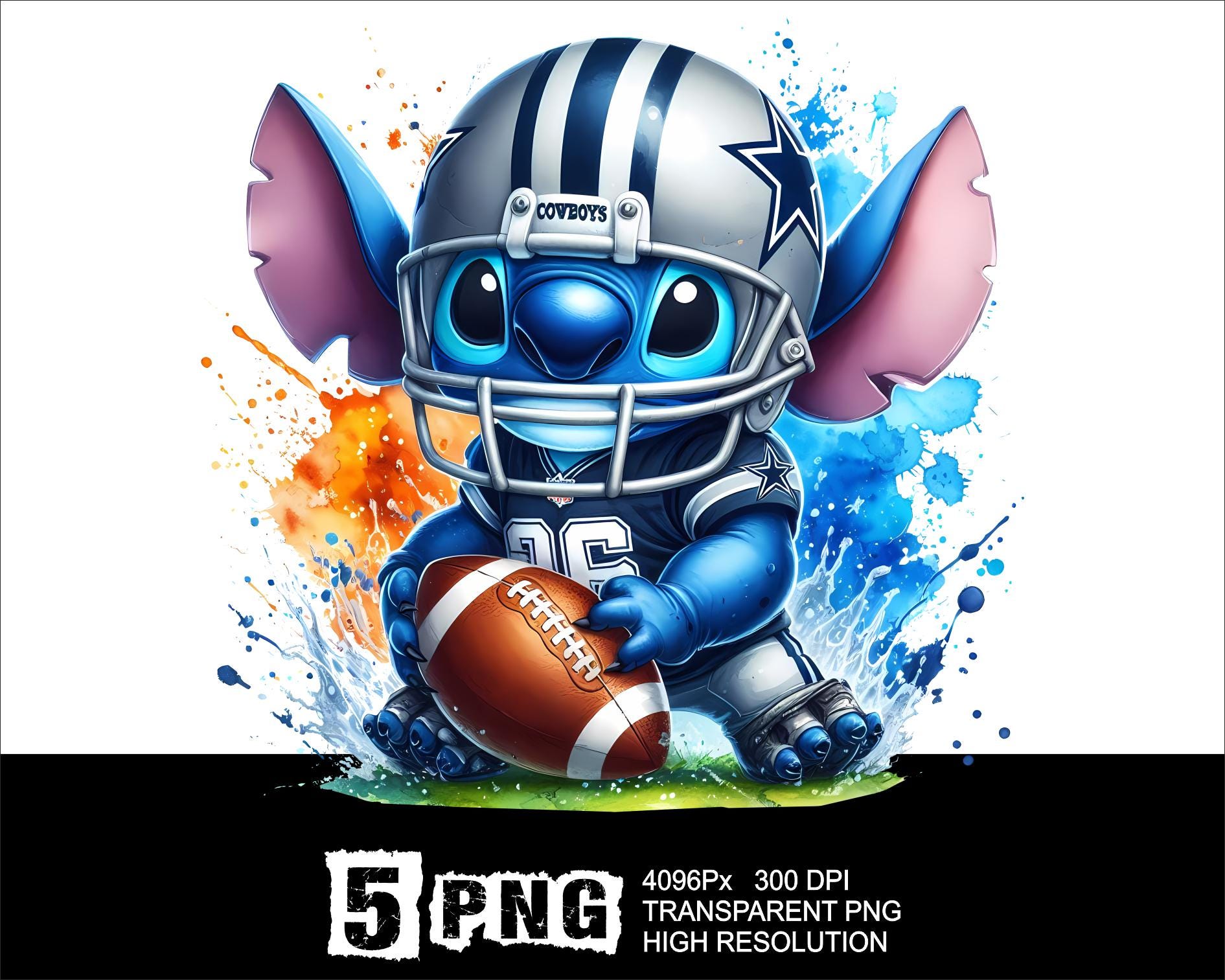 Stitch Football Cowboy 5 PNG Stitch Splash Design High Resolution Png ...