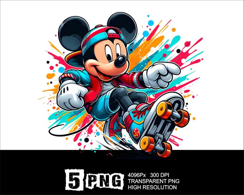 Mickey Skate Roller Design 5 PNG Mickey Splash High Resolution Png ...