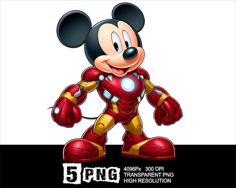 Mickey Superhero Iron Mouse 5 PNG Design Mickey Hero Clipart High ...