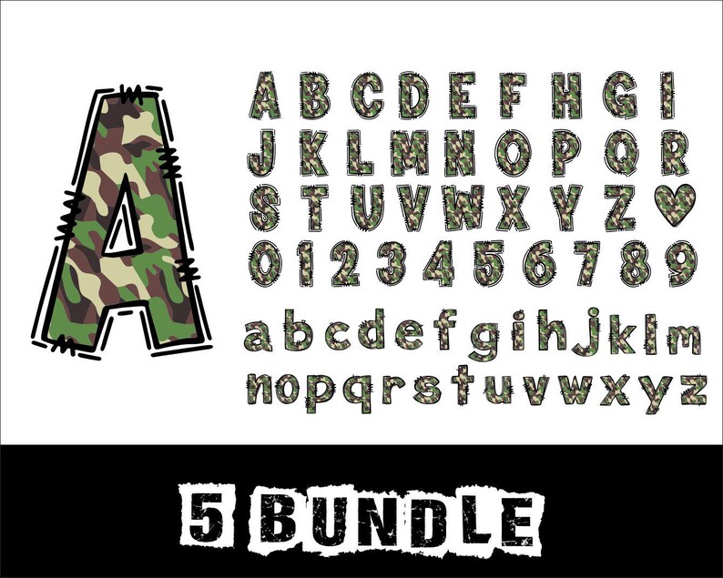 Camouflage Alphabet 5vbundle PNG Letters Camo Font Navy Alphabet ...
