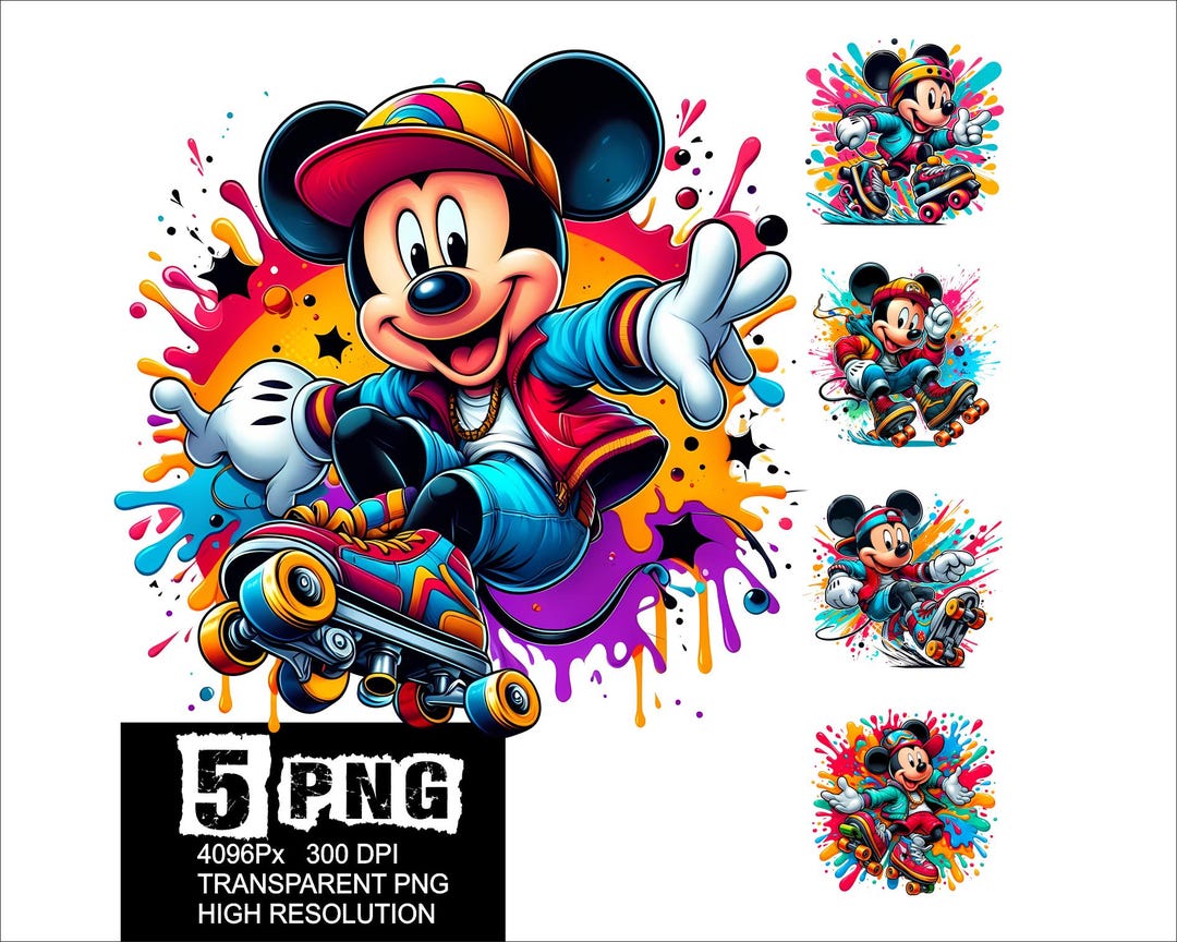 Mickey Skate Roller Design 5 PNG Mickey Splash High Resolution Png ...