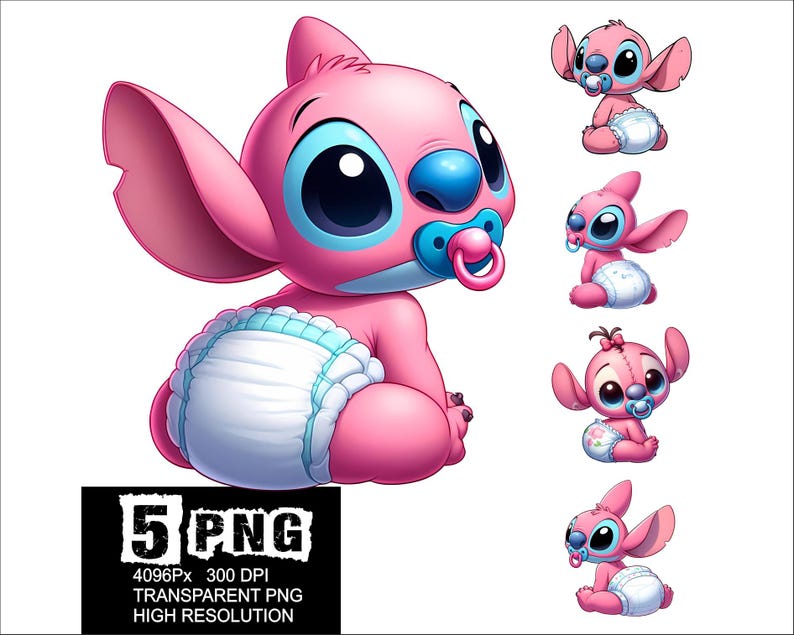 Girl Baby Stitch Design 5 PNG Angel Stitch Clipart High Resolution Png ...