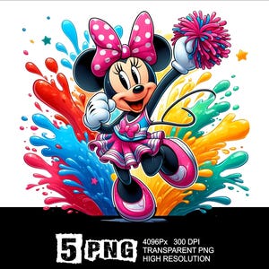 Minnie Cheer Girl Design 5 PNG Mouse Cheer Girl Splash High Resolution ...