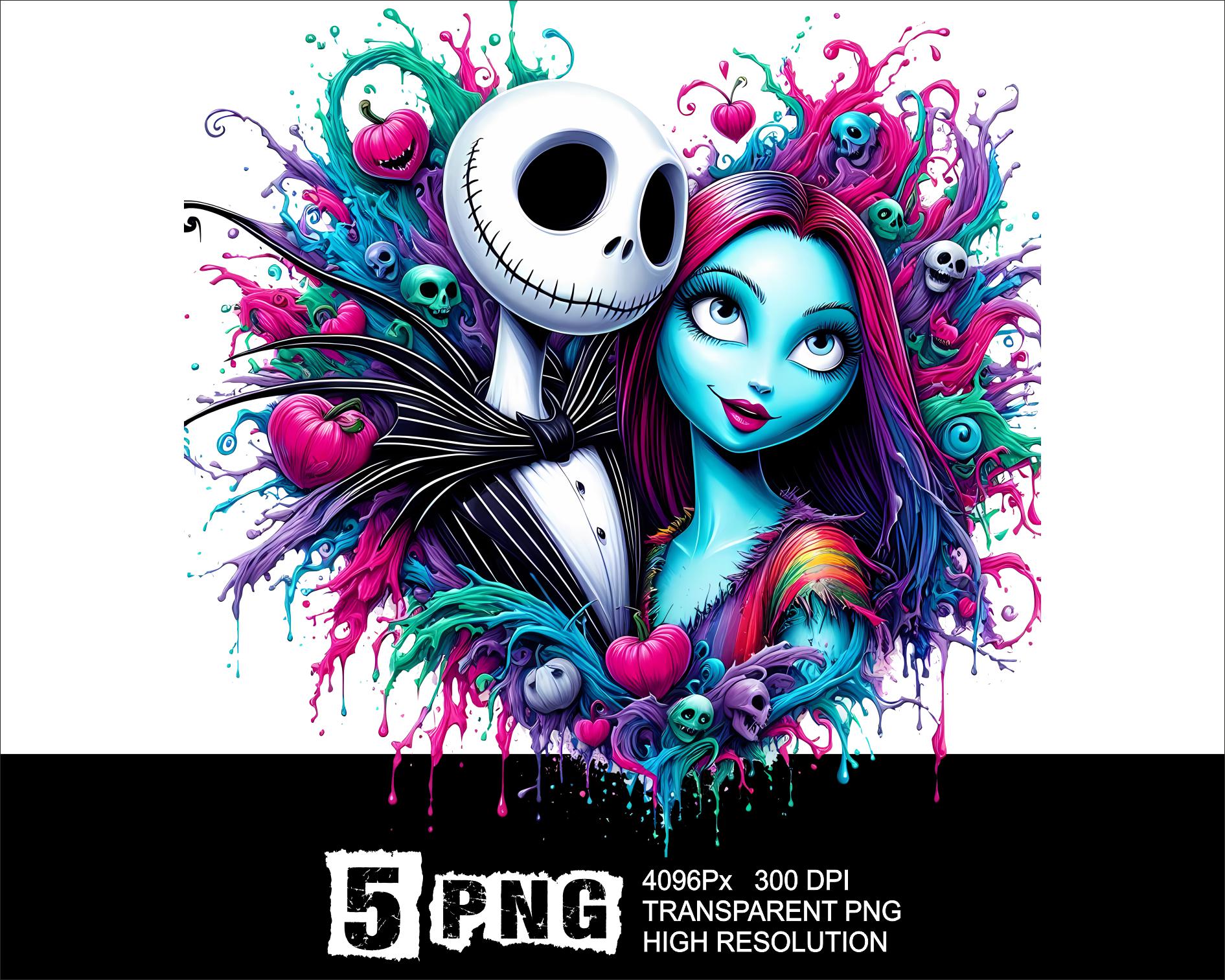 Jack and Sally Design 5 PNG Love Nightmare Jack Png Splash and ...