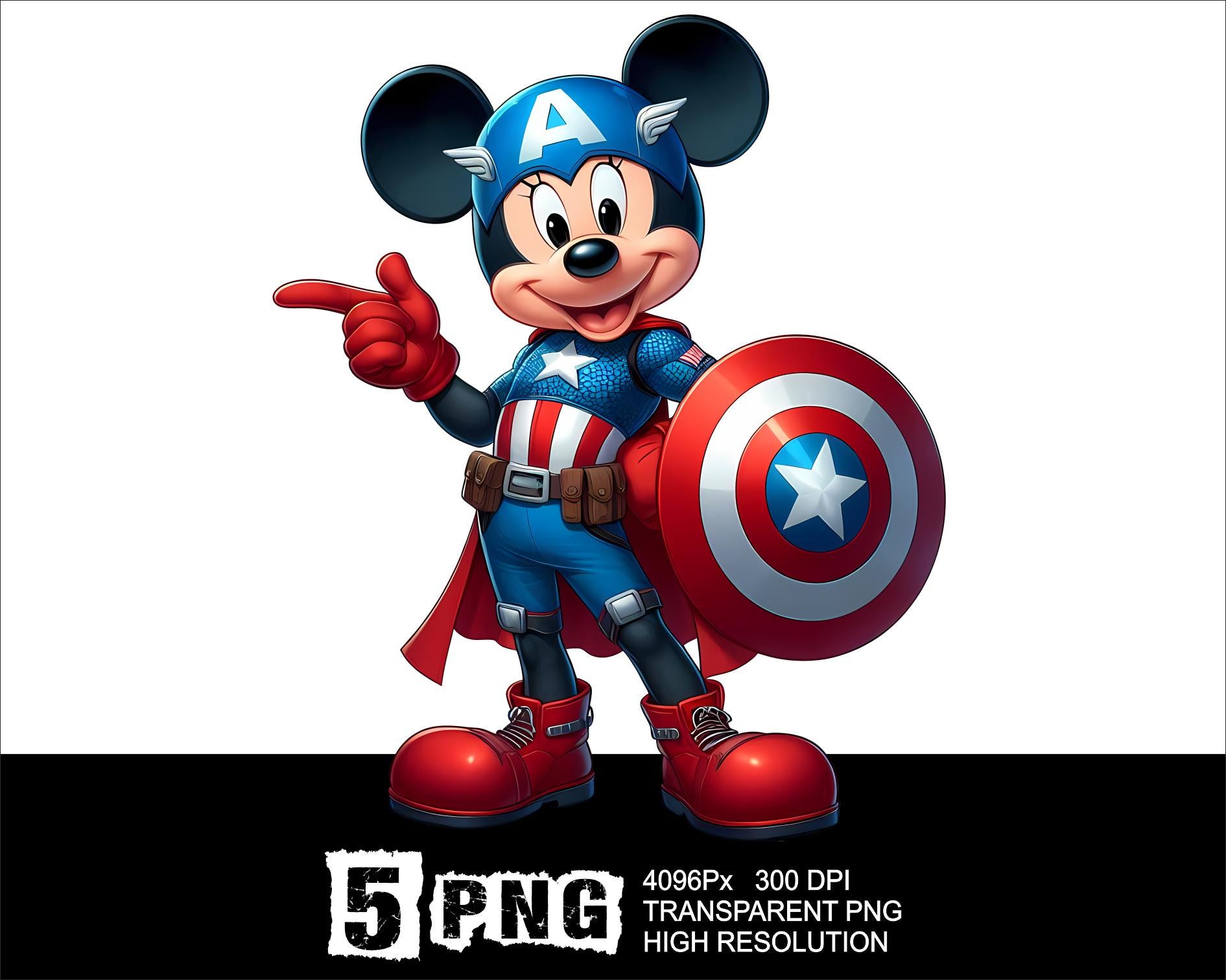 Mickey Superhero Captain Mouse 5 PNG Design Mickey Hero Clipart High ...