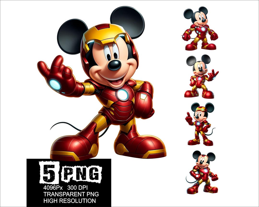 Mickey Superhero Iron Mouse 5 PNG Design Mickey Hero Clipart High ...