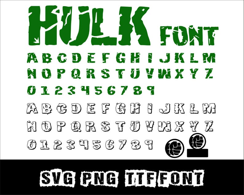 Cartoon Hulk Font Svg Hero Alphabet Superhero Svg Font for Cricut Svg ...