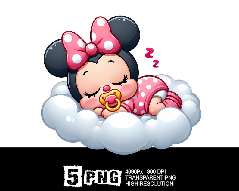 Sleeping Baby Minnie Design 5 PNG Minnie Clipart High Resolution Png ...