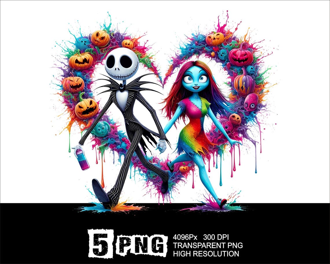 Jack and Sally Design 5 PNG Love Nightmare Jack Png Splash and ...