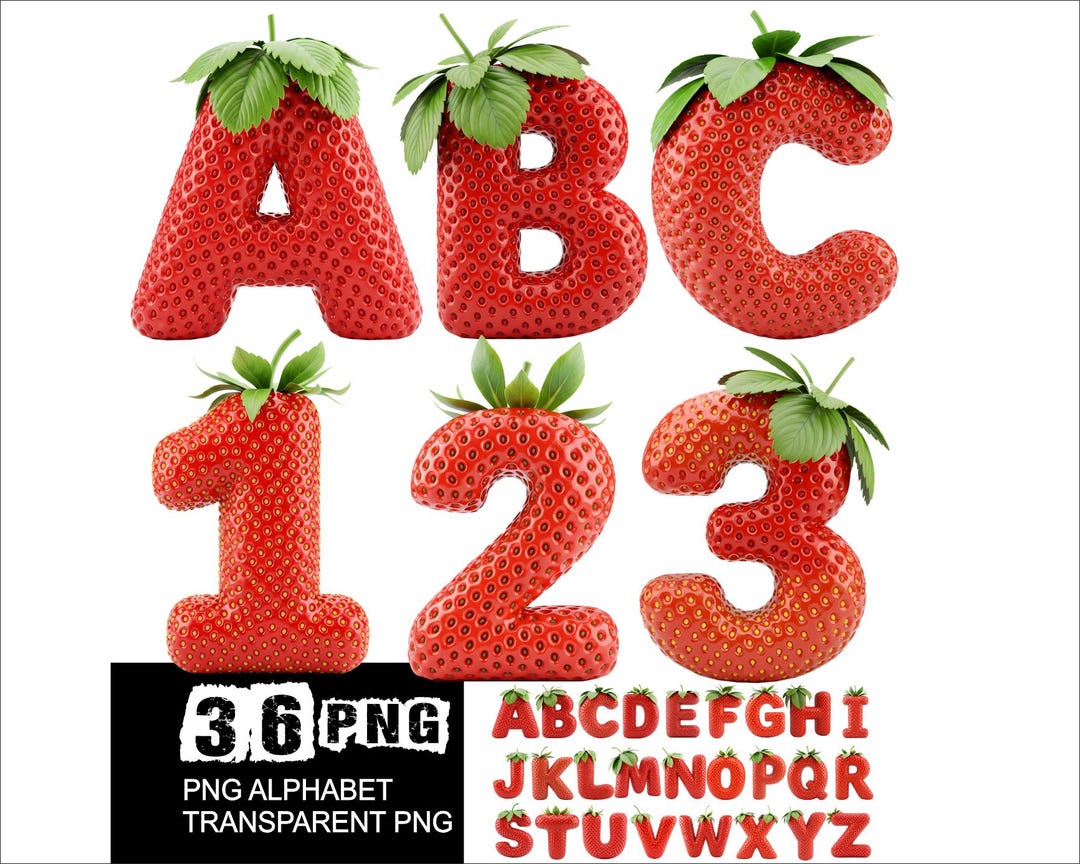 Strawberry Alphabet Png Design Fruit Png Font Party Letters Baby ...