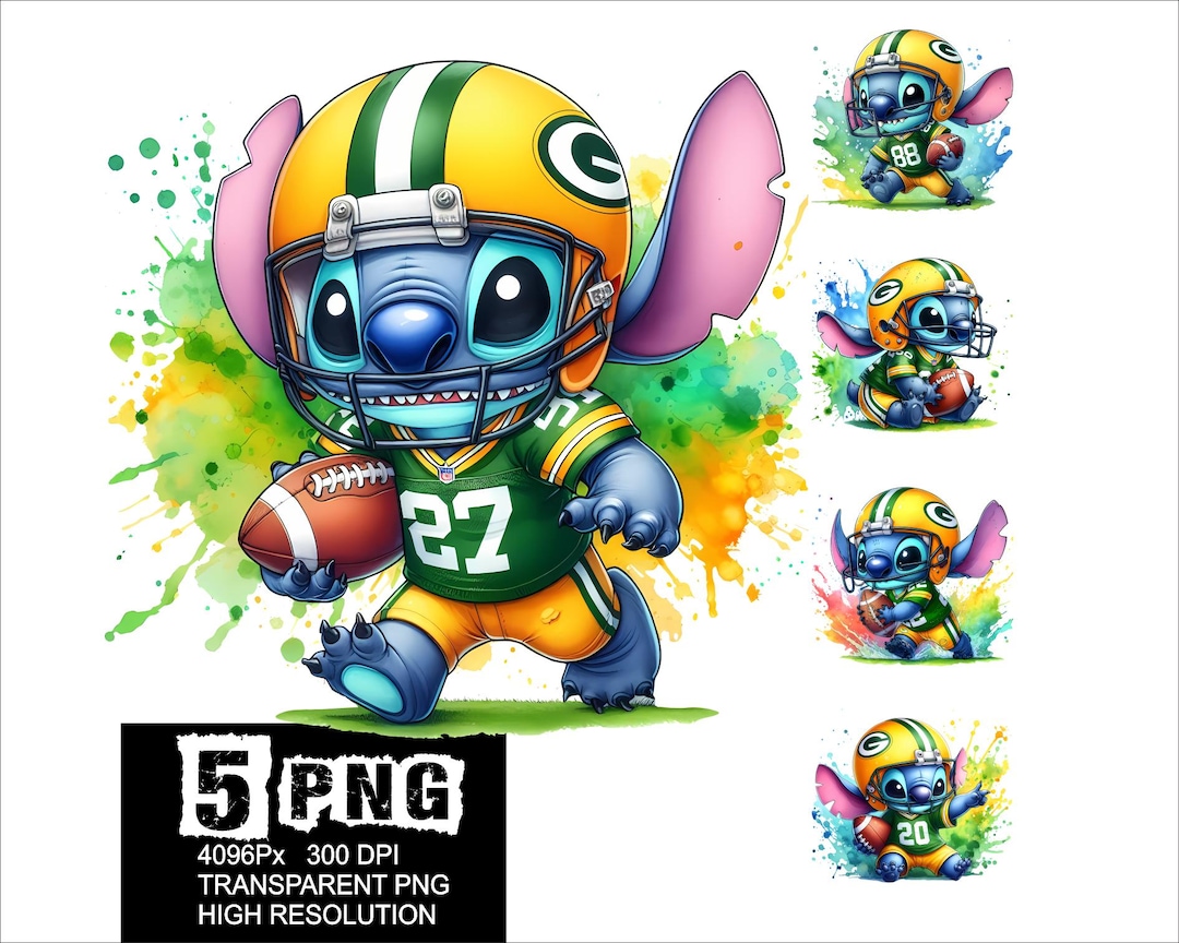 Stitch Football Packer 5 PNG Stitch Watercolor Design High Resolution ...