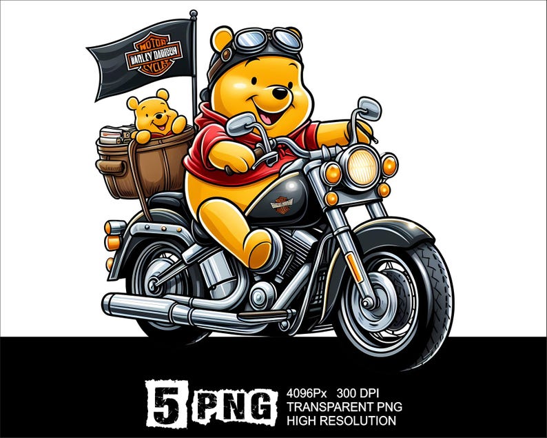 Pooh Harley Motorcycle Design 5 PNG Winnie Clipart High Resolution Png ...