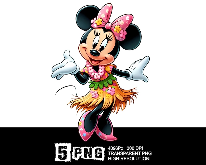 Minnie Hawaii Dancer Girl Design 5 PNG Minnie Clipart High Resolution ...