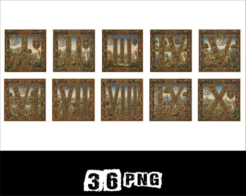 Illuminated Alphabet Png Illuminated Old Design Renaissance Letters Png ...