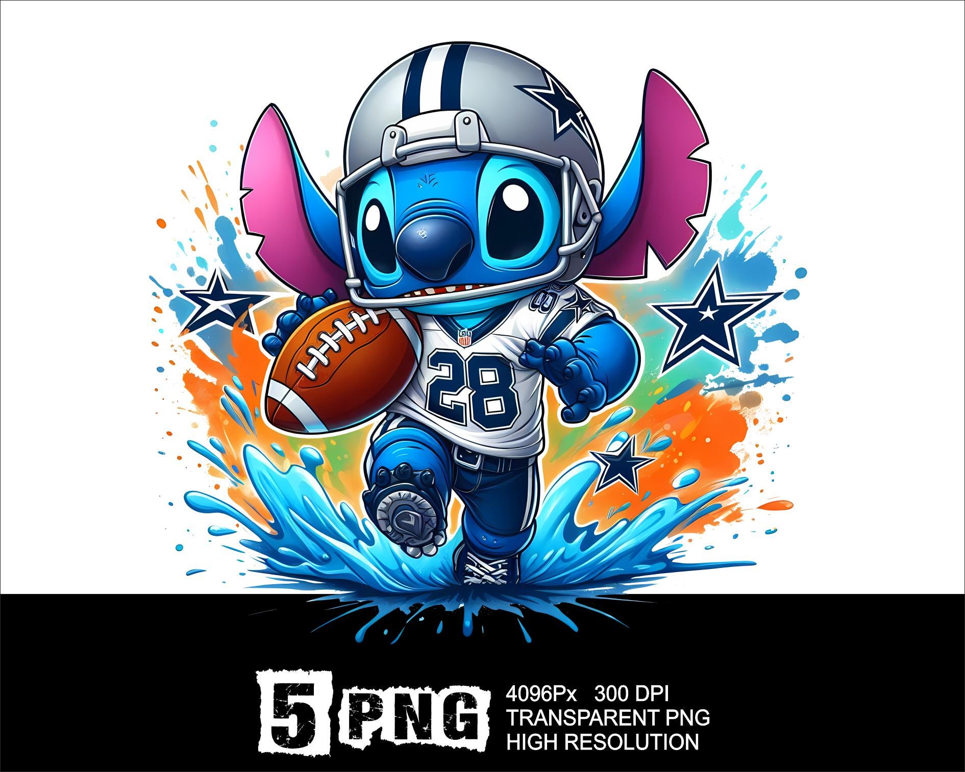 Stitch Football Cowboy 5 PNG Stitch Splash Design High Resolution Png ...