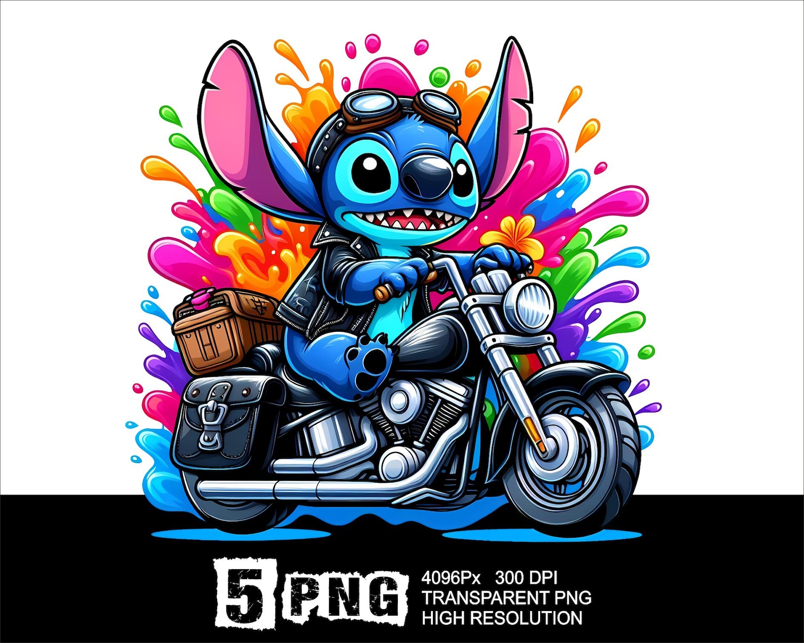 Stitch Harley Motorcycle Design 5 PNG Stitch Splash High Resolution Png ...