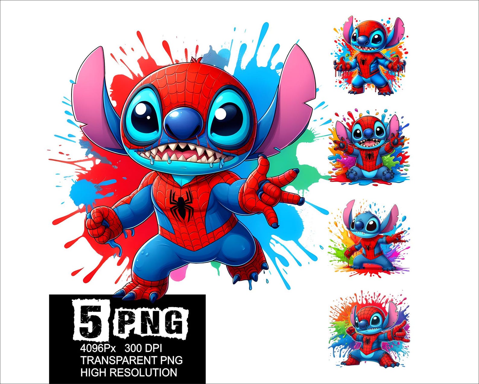 Stitch Hero Spider Design 5 PNG Stitch Clipart High Resolution Png ...