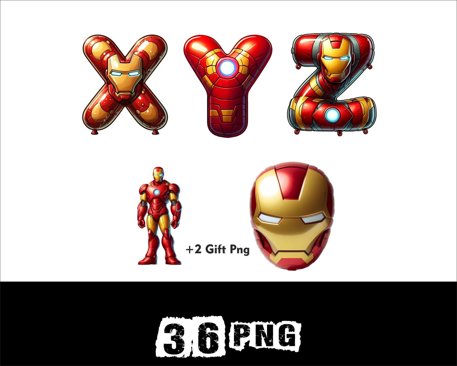 Cartoon Iron Hero Alphabet Png Design Iron Letters Png Font Party ...