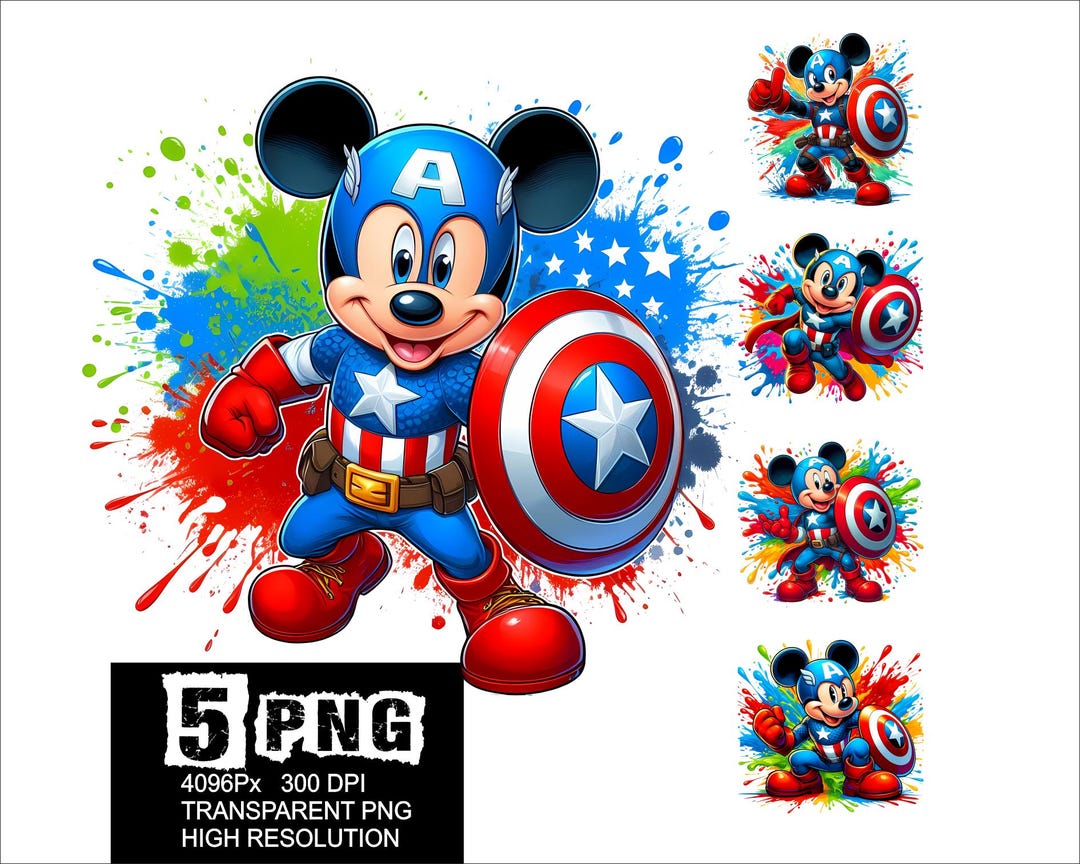 Mickey Hero Captain Mouse 5 PNG Design Mickey Hero Splash High ...