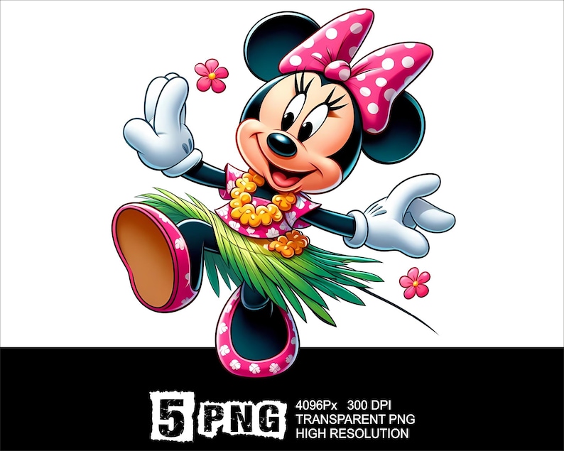Minnie Hawaii Dancer Girl Design 5 PNG Minnie Clipart High Resolution ...