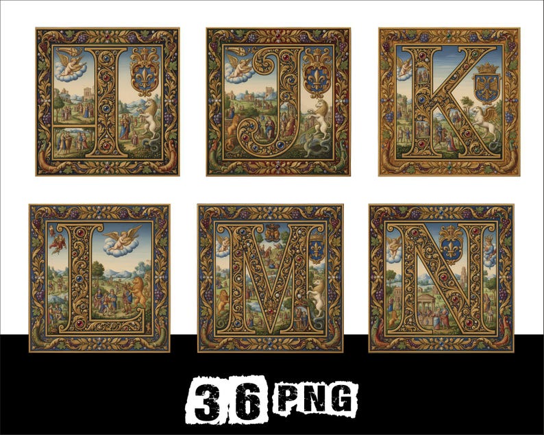 Illuminated Alphabet Png Illuminated Old Design Renaissance Letters Png ...