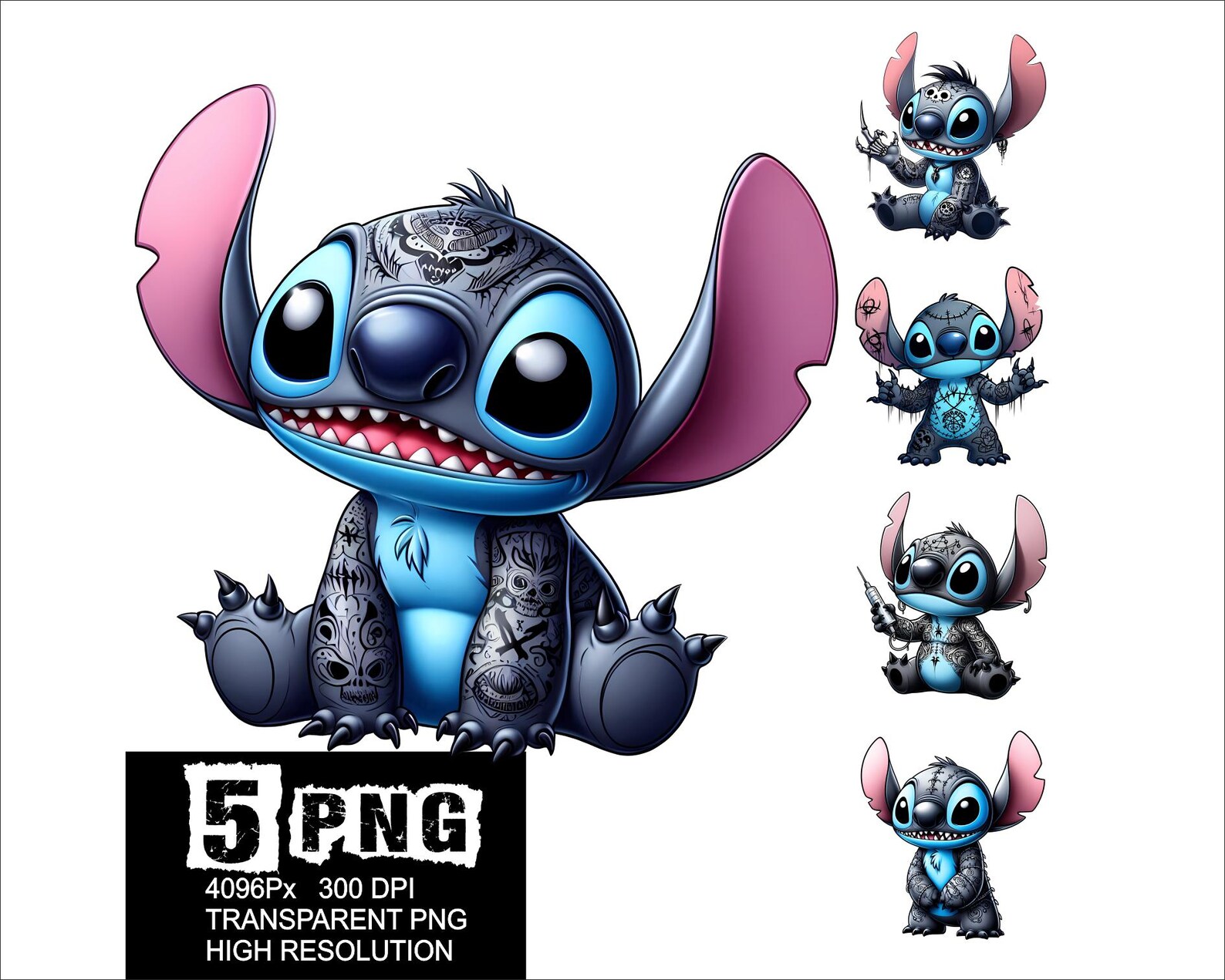 Stitch Tattoo Gothic Design 5 PNG Stitch Clipart High Resolution Png ...