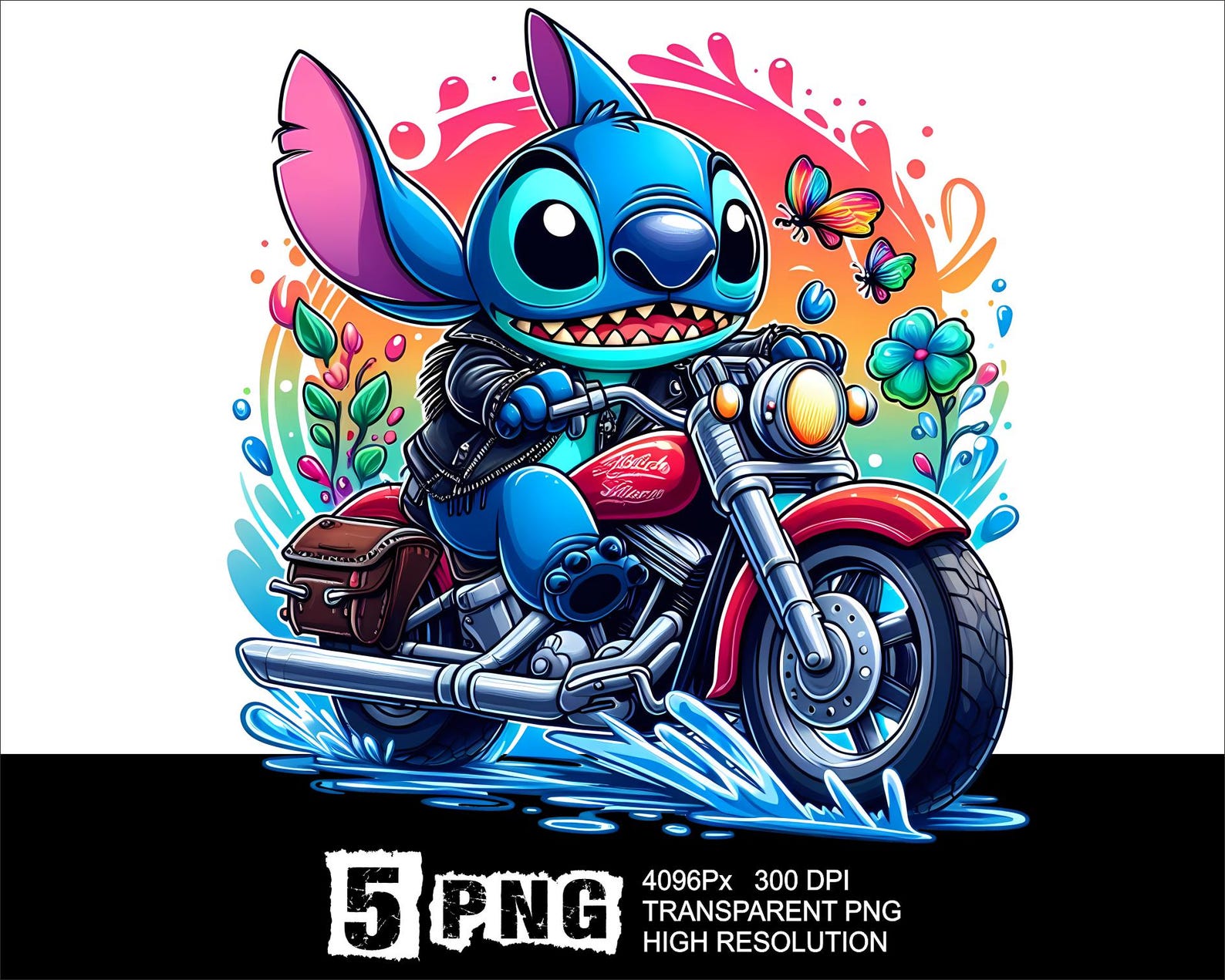 Stitch Harley Motorcycle Design 5 PNG Stitch Splash High Resolution Png ...