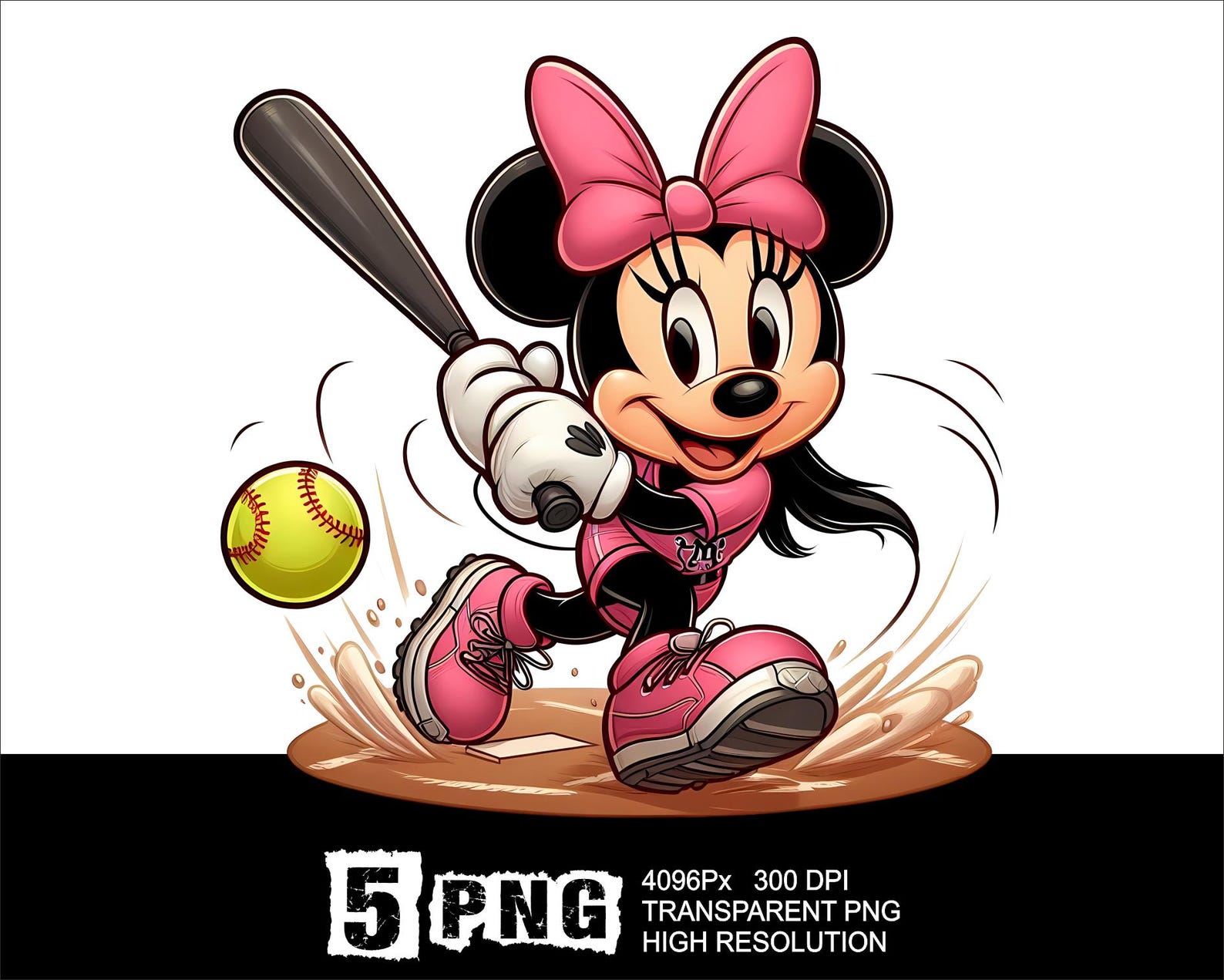 Minnie Softball Girl Design 5 PNG Minnie Clipart High Resolution Png ...