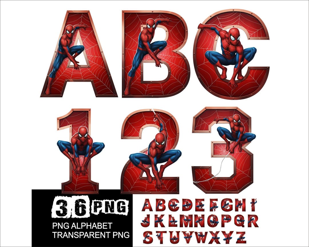 Cartoon Spider Alphabet Png Design Spider Hero Letters Png Font Party ...