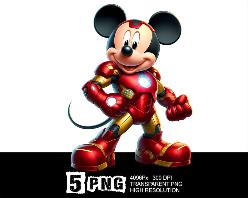 Mickey Superhero Iron Mouse 5 PNG Design Mickey Hero Clipart High ...
