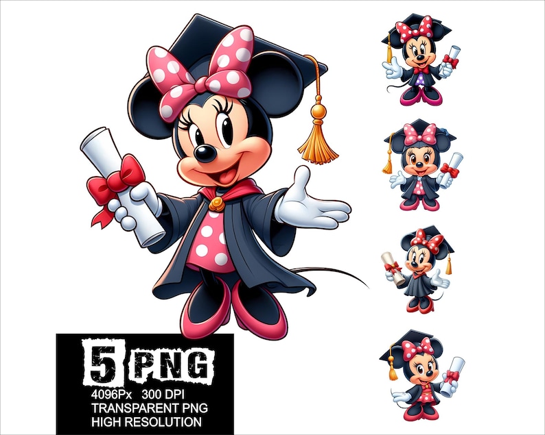Diseño de graduación de Minnie 5 PNG Clipart de niña de graduación de ...