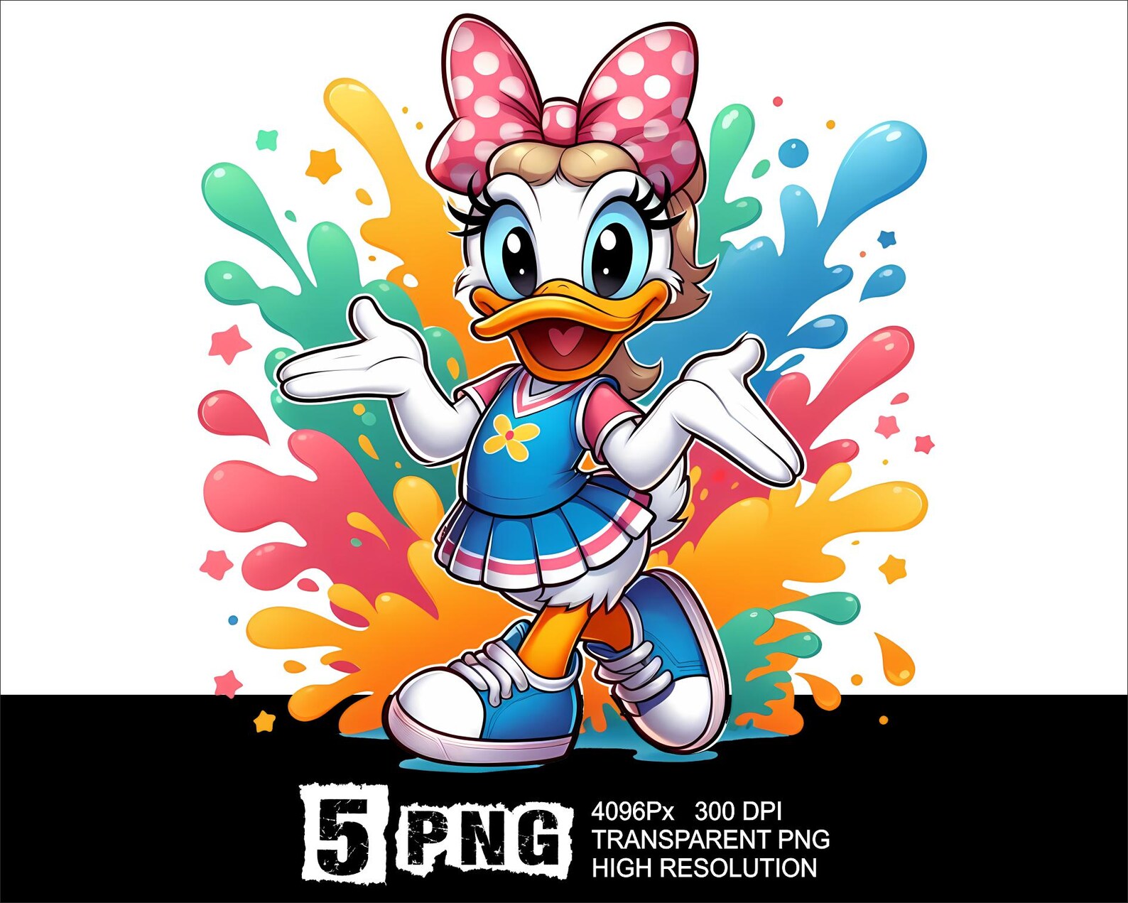Daisy Cheer Girl Duck Design 5 PNG Duck Cheer Girl Splash High ...