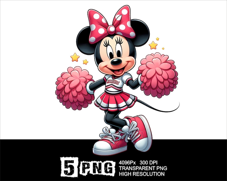 Minnie Cheer Girl Design 5 PNG Mouse Cheer Girl Clipart High Resolution ...