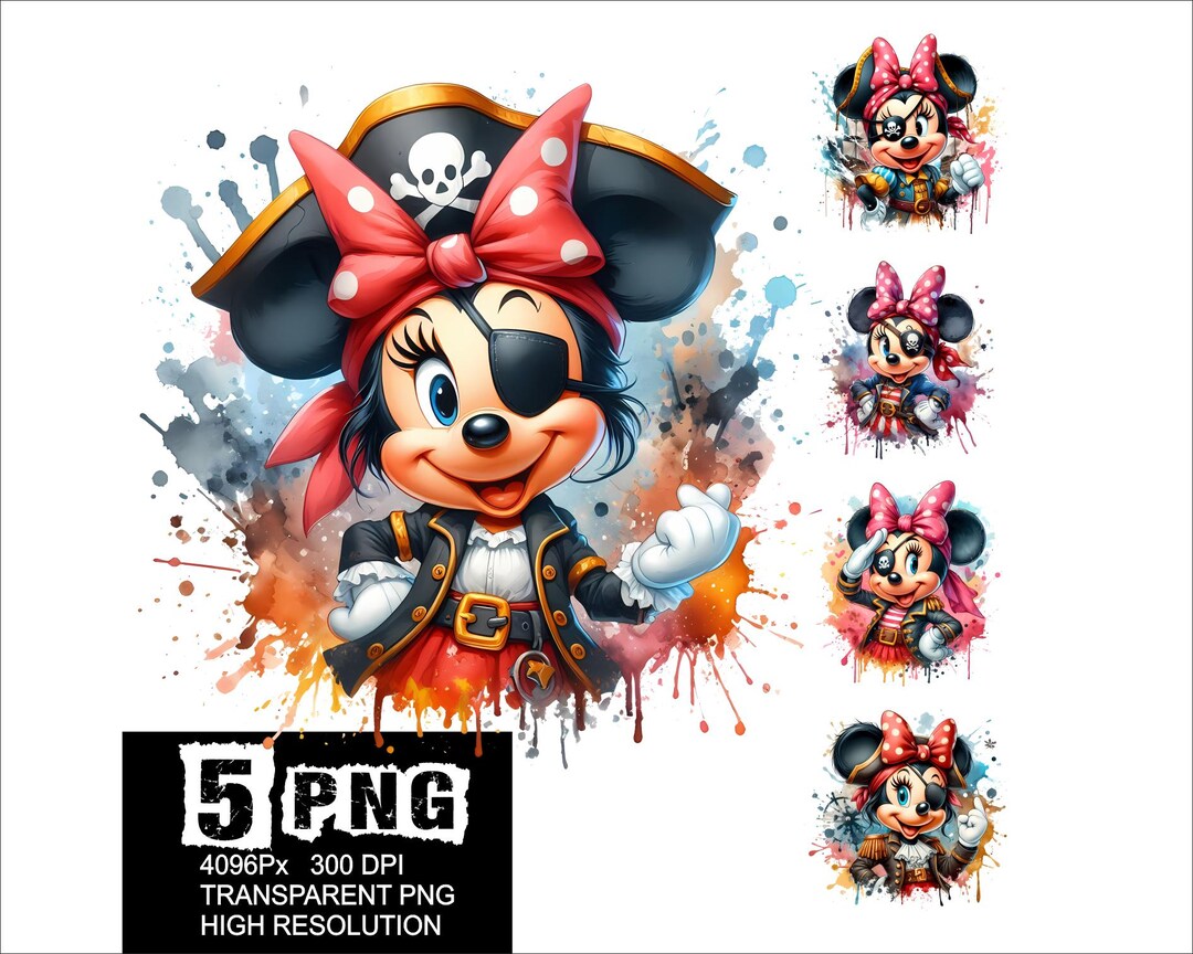 Minnie Pirates Girl Design 5 PNG Minnie Watercolor High Resolution Png ...