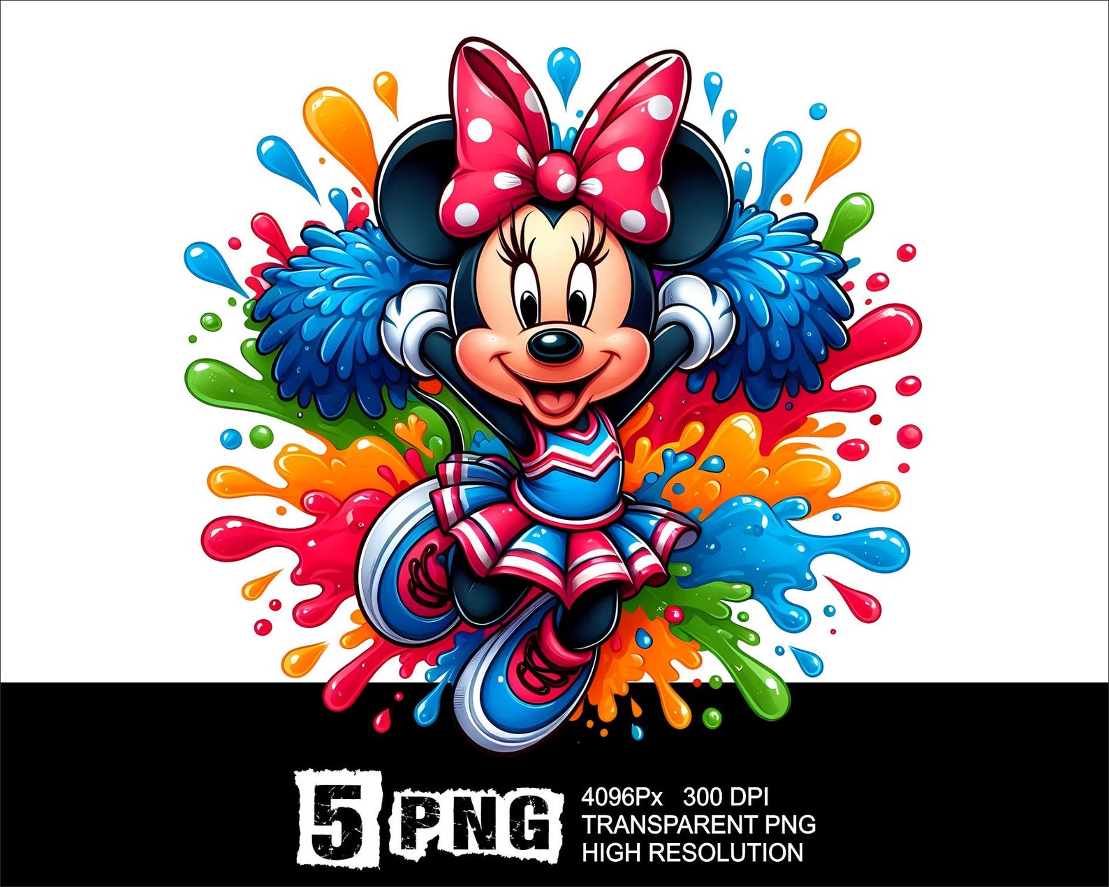 Minnie Cheer Girl Design 5 PNG Mouse Cheer Girl Splash High Resolution ...
