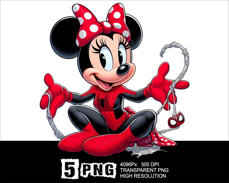 Minnie Hero Girl Spider Design 5 PNG Mouse Girl Hero Clipart High ...