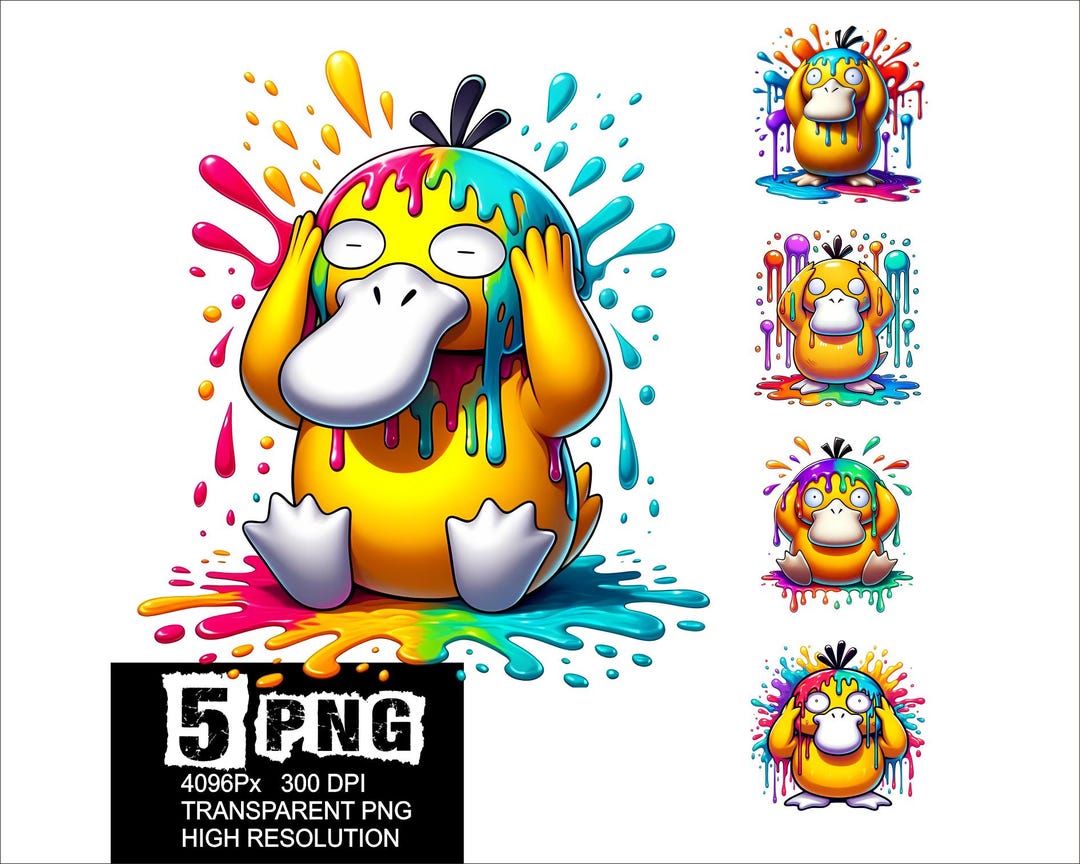 Poke Psyduck Design 5 PNG Poke Duck Png Splash and Watercolor High ...