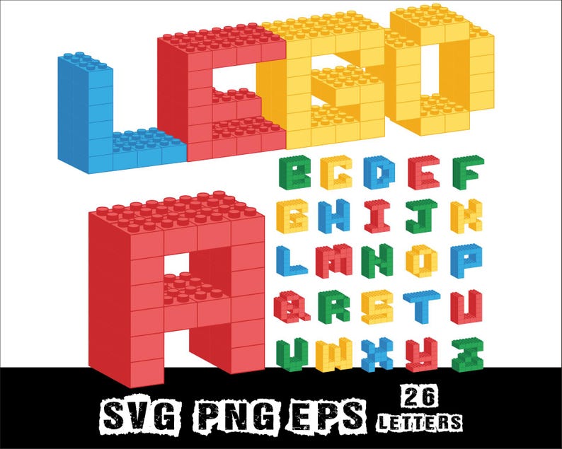 3D Brick LEG Alphabet Png Svg Eps Design Party Letters Alphabet Kids ...